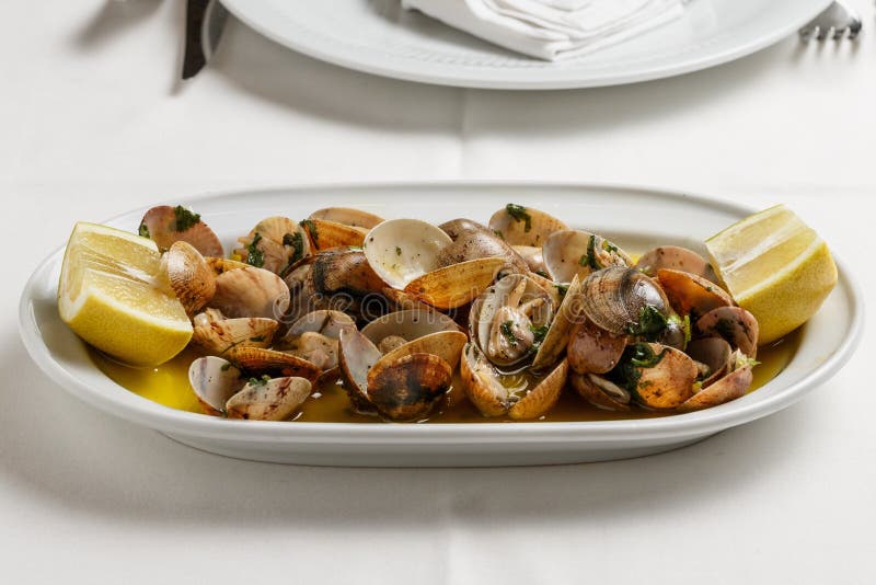 Dish with Seashells on a White Tray Stock Photo - Image of animal, life ...