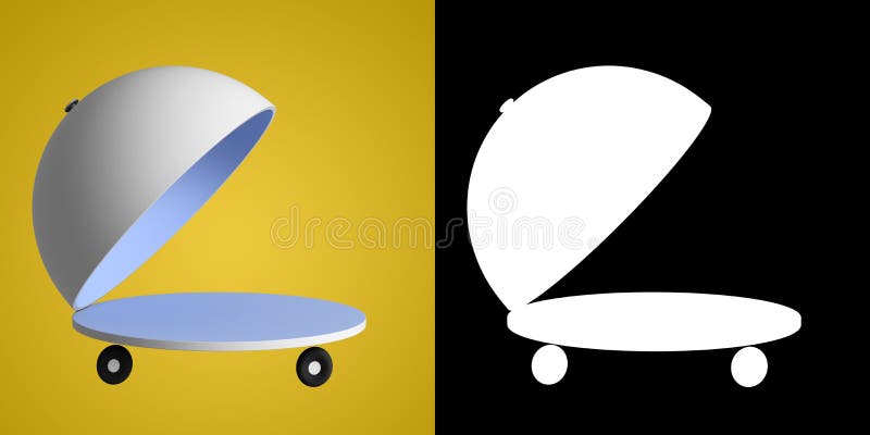 Dish Server Tray with Open Lid on Wheels 3d Render Stock Illustration ...
