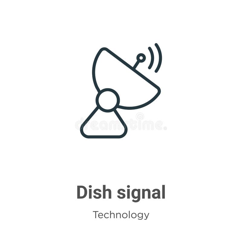 Dish Signal Outline Vector Icon. Thin Line Black Dish Signal Icon, Flat ...