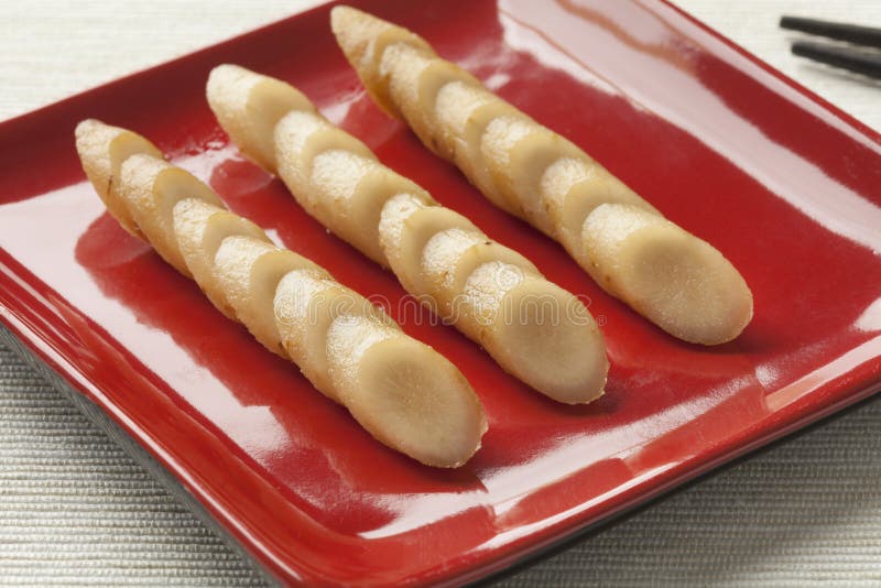 Dish With Sliced Japanese Pickled Burdock Roots Stock Image - Image of ...