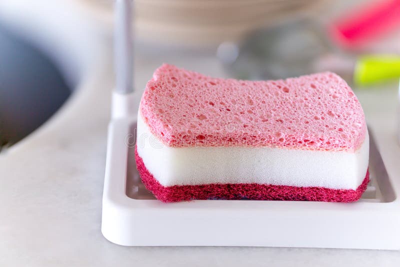 Dish Sponge on Kitchen Countertops Stock Photo - Image of household ...
