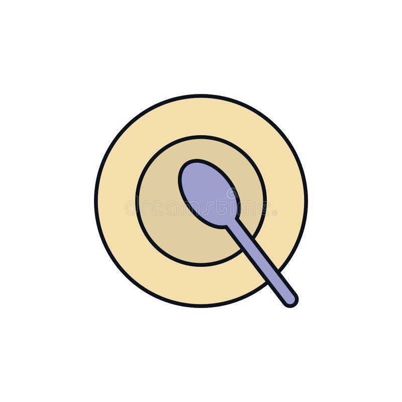 Dish and Spoon Celebration Party Line Fill Design Stock Vector ...