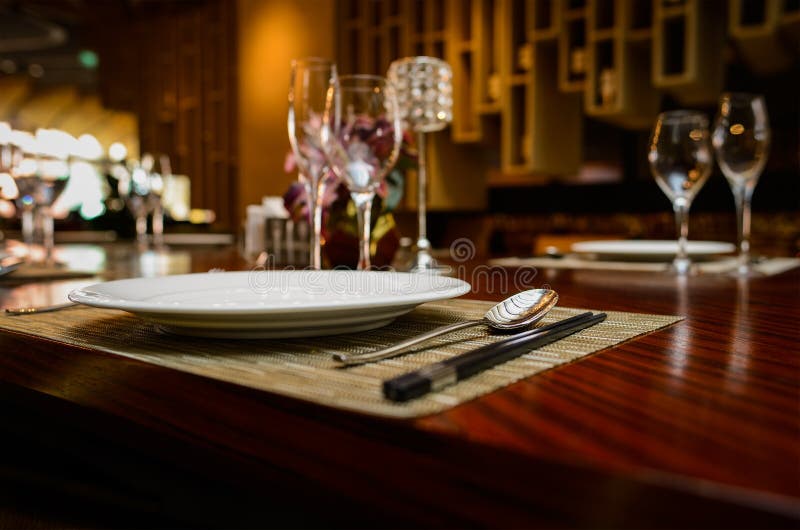 Dish and Spoons on Dining-table Stock Photo - Image of cutlery, banquet ...