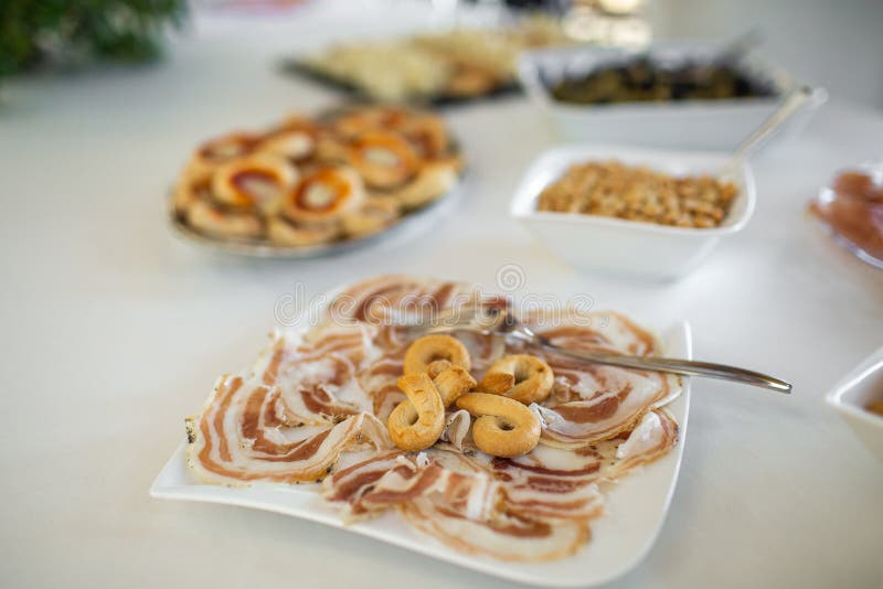 Dish on a Square Plate on the Wedding Table Stock Photo - Image of ...