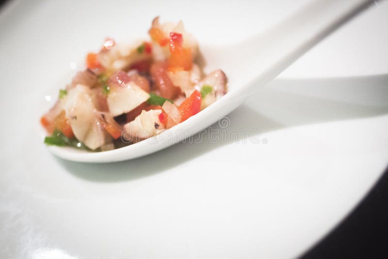 Dish of Starter Food on Restaurant Table Stock Image - Image of evening ...