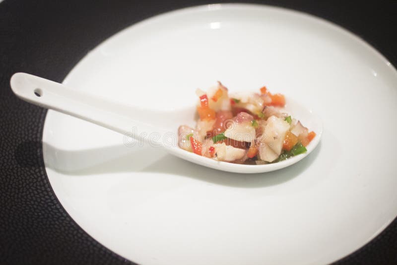 Dish of Starter Food on Restaurant Table Stock Image - Image of evening ...