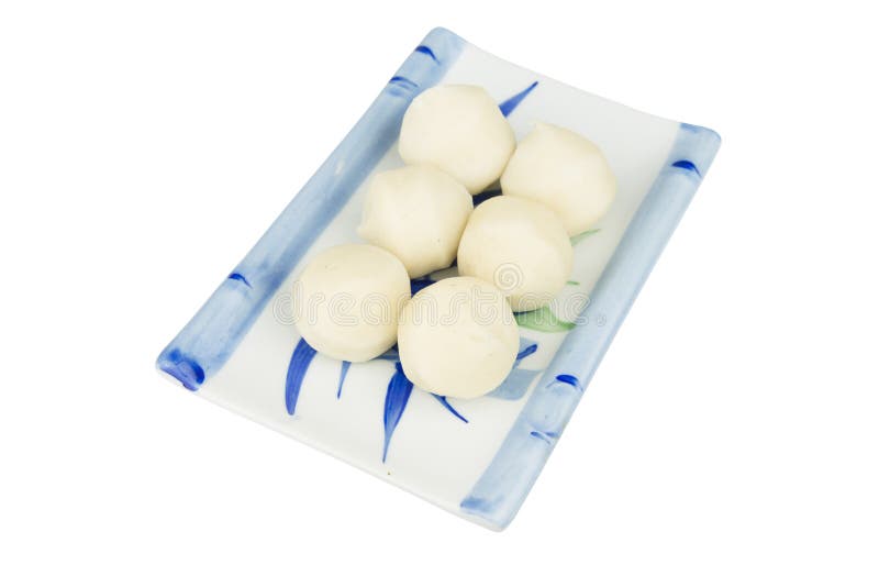 Dish of Steamed Fish Ball Isolated on White Background Stock Photo ...