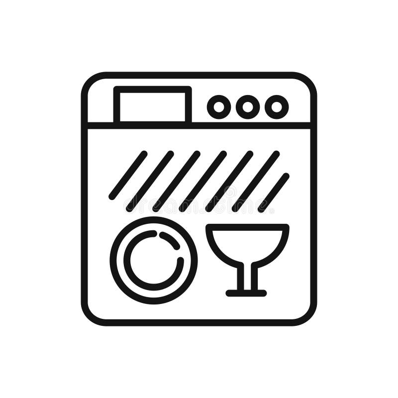 Dish Washer Icon Black and White Illustration Stock Vector ...