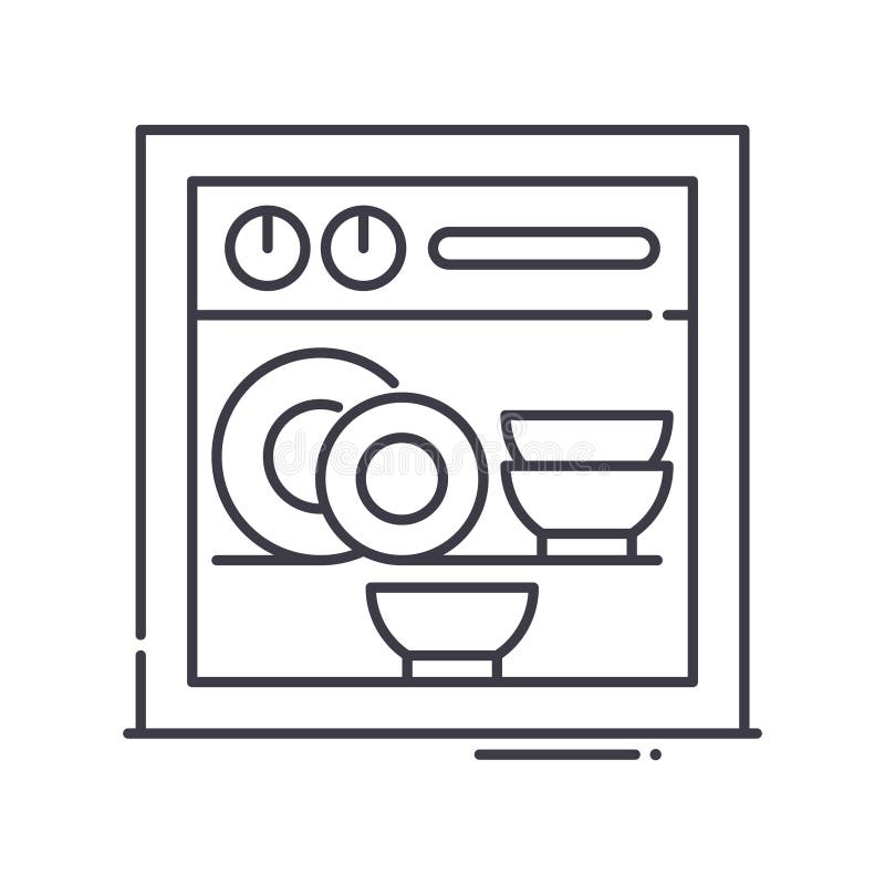 Dish Washer Icon, Linear Isolated Illustration, Thin Line Vector, Web ...
