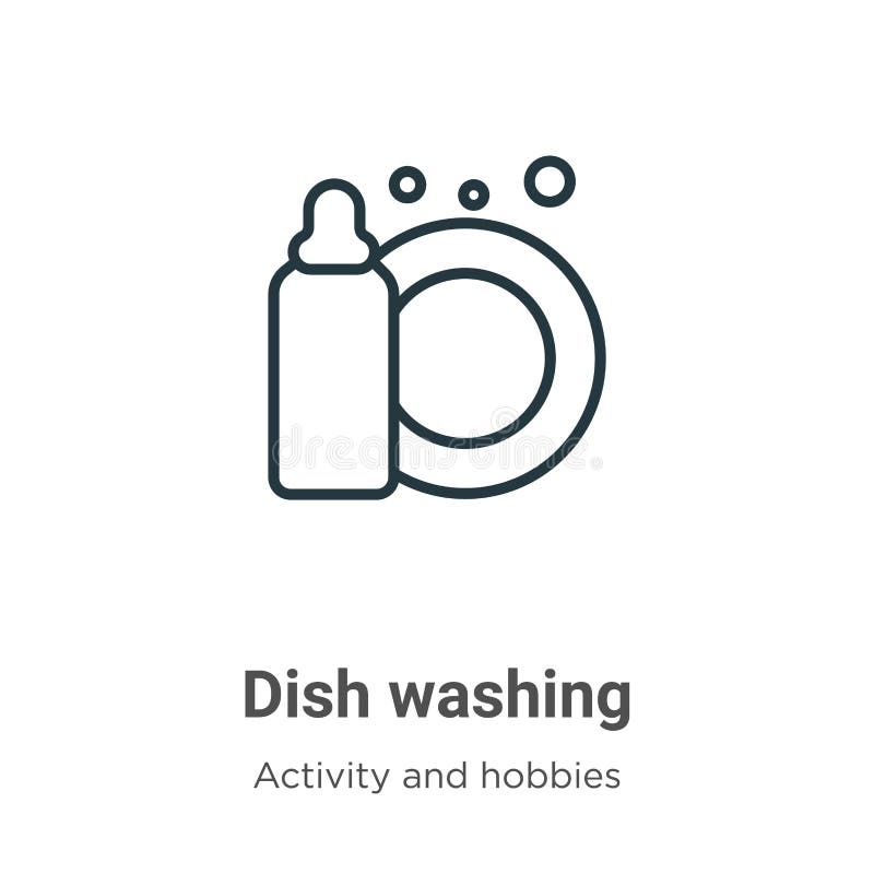 Dish Washing Outline Vector Icon. Thin Line Black Dish Washing Icon ...