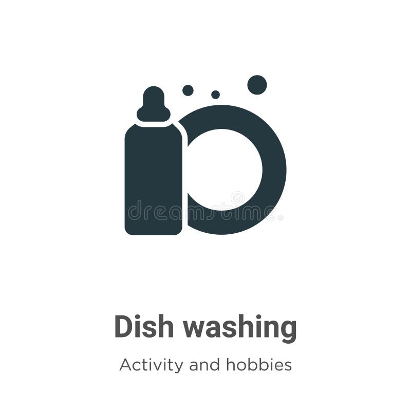 Dish Washing Vector Icon on White Background. Flat Vector Dish Washing ...