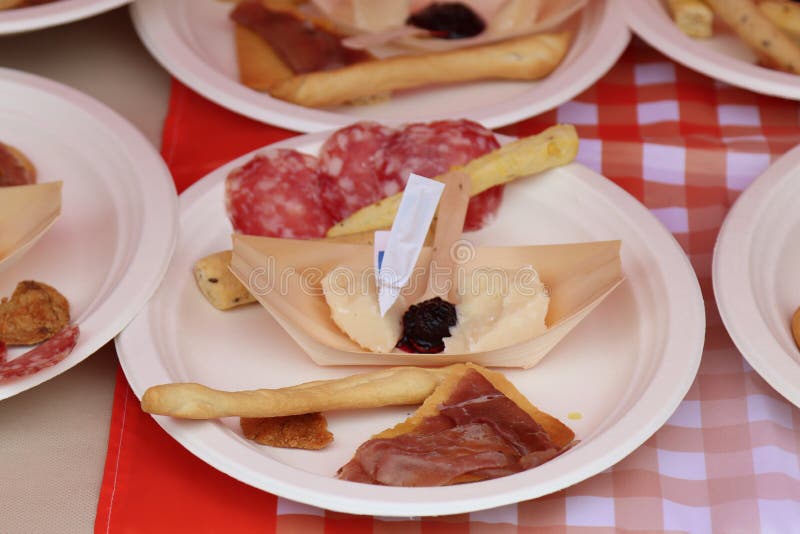 Dishes with Appetizer, Cold Cuts and Cheese- Stock Image - Image of ...