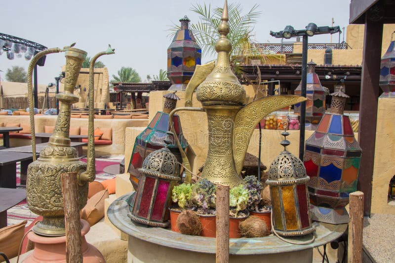 Arabic Outdoor Kitchen at Restaurant Stock Image - Image of stones ...