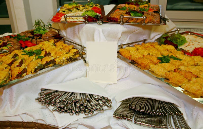 Dishes with Delicacies on the Buffet Table Stock Photo - Image of ...