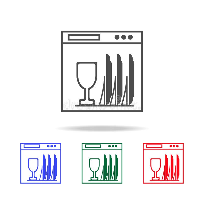 Dishes in the Dishwasher Icon. Elements of Washing in Multi Colored ...