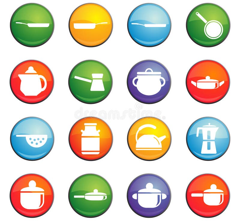 Dishes icon set stock illustration. Illustration of color - 89193160