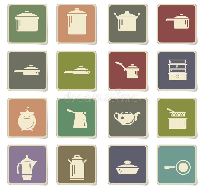 Dishes icon set stock illustration. Illustration of cooking - 89848618