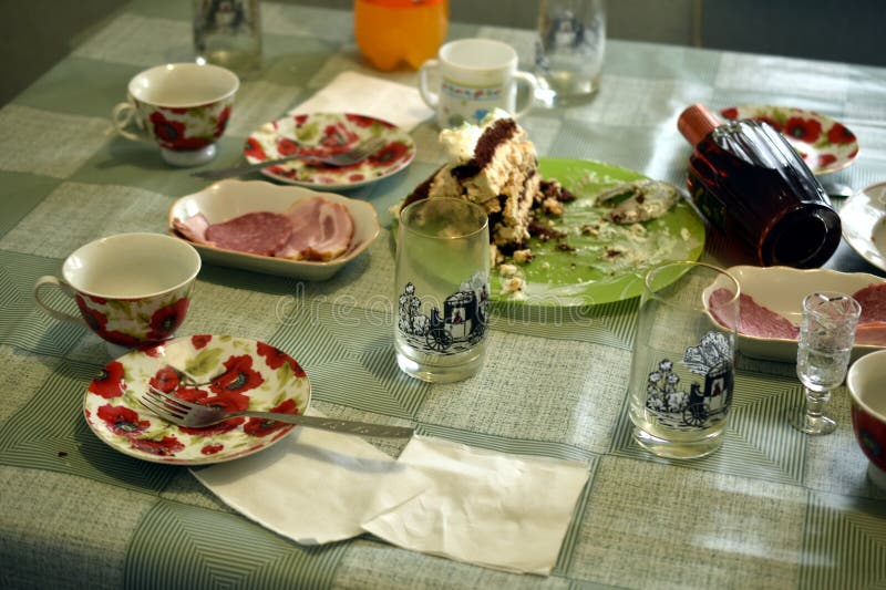 View of an Uncleaned Table after Lunch. Stock Photo - Image of ...