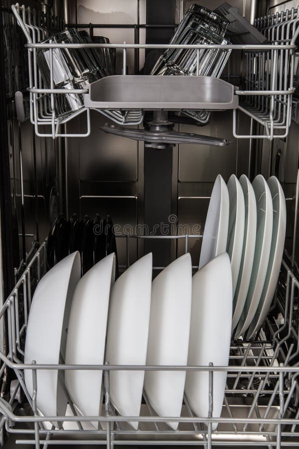 Dishes in a Modern Dishwasher Machine Stock Image - Image of housework ...