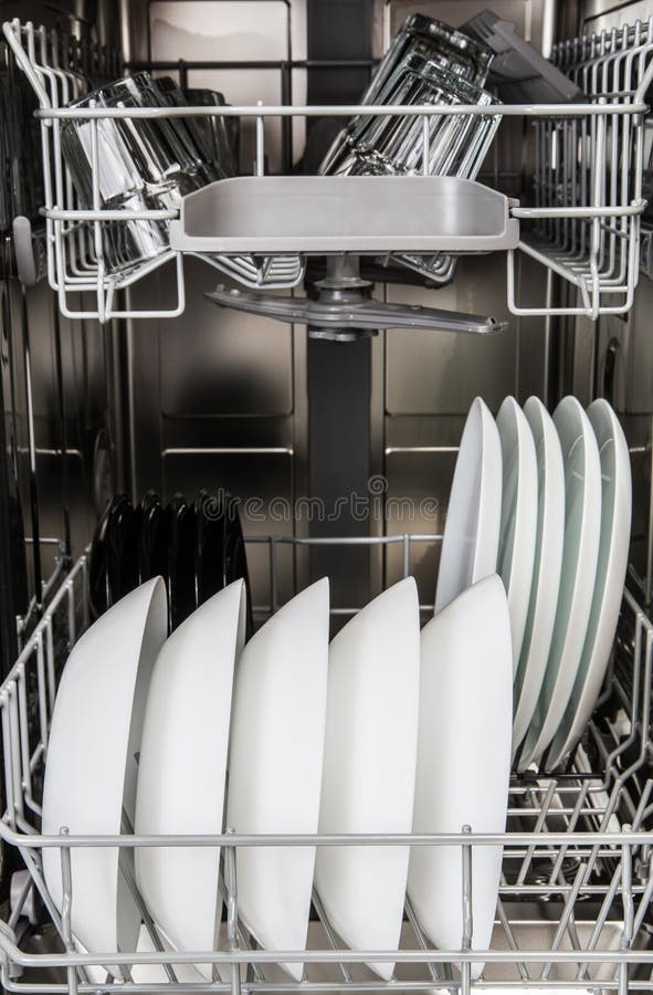 Dishes in a Modern Dishwasher Machine Stock Photo - Image of washer ...