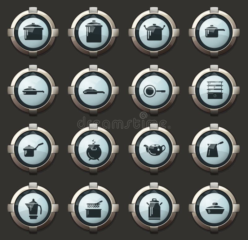 Dishes Icons set stock illustration. Illustration of icons - 135016331