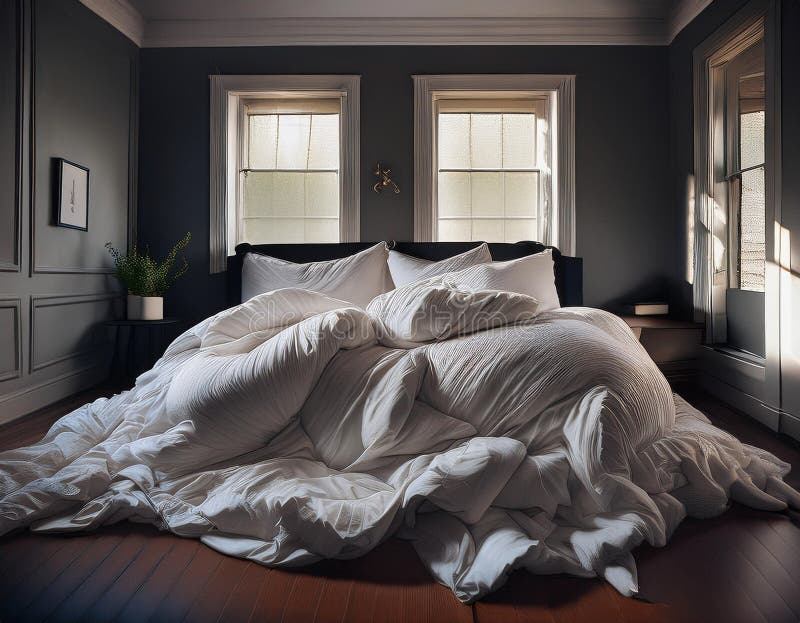 A Disheveled Bed with Tangled Sheets, Conveying the Pain of Sleepless ...