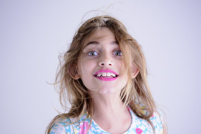 Disheveled happy girl stock photo. Image of amazedn - 101120914