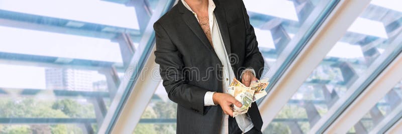 Disheveled Man in Business Suit with Money Stock Image - Image of human ...