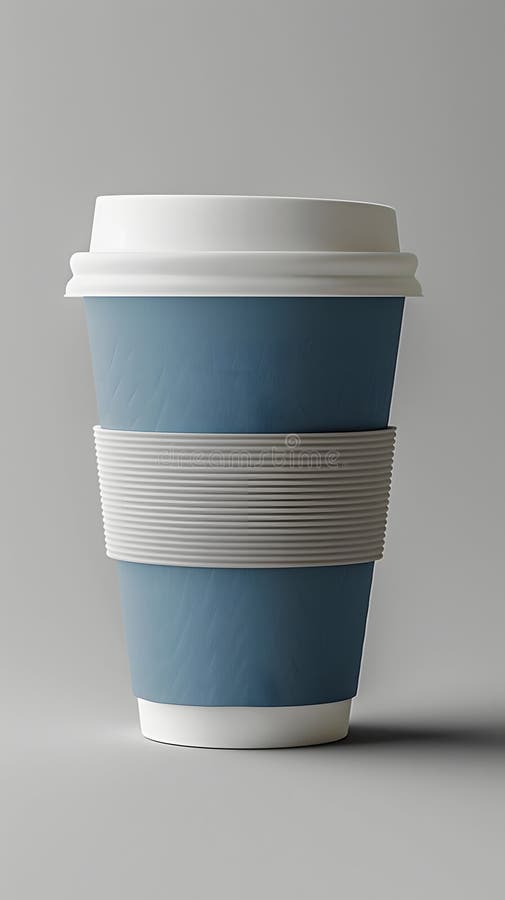 Dishware Electric Blue Striped Coffee Cup with White Lid Stock Photo ...