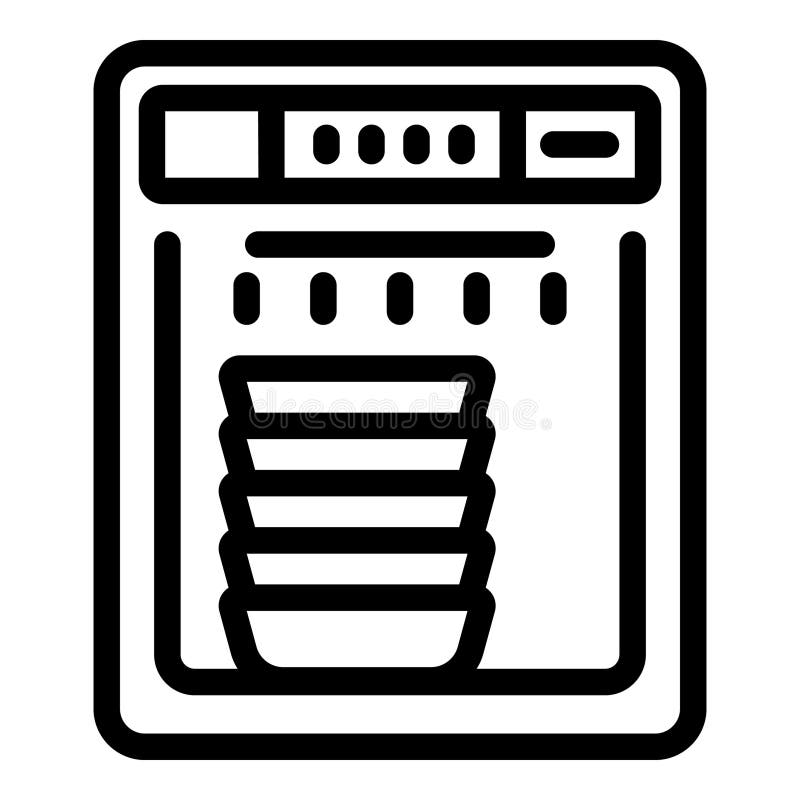Dishwasher Appliance Icon Outline Vector. Dish Cleaning Container Stock ...