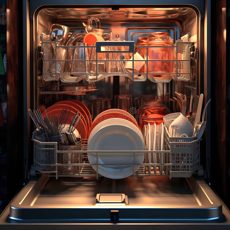 A Dishwasher with Clean Dishes Generated by Artificial Intelligence ...