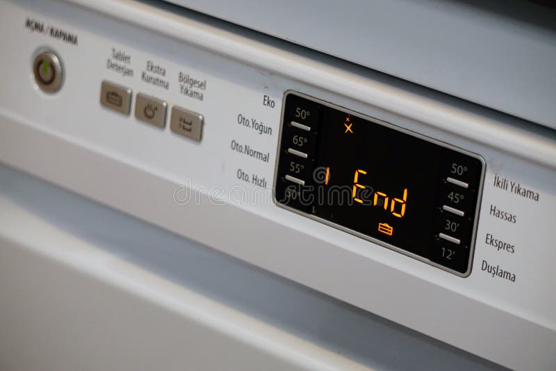 Dishwasher Completed Cleaning End Display on Lcd Screen Stock Image ...