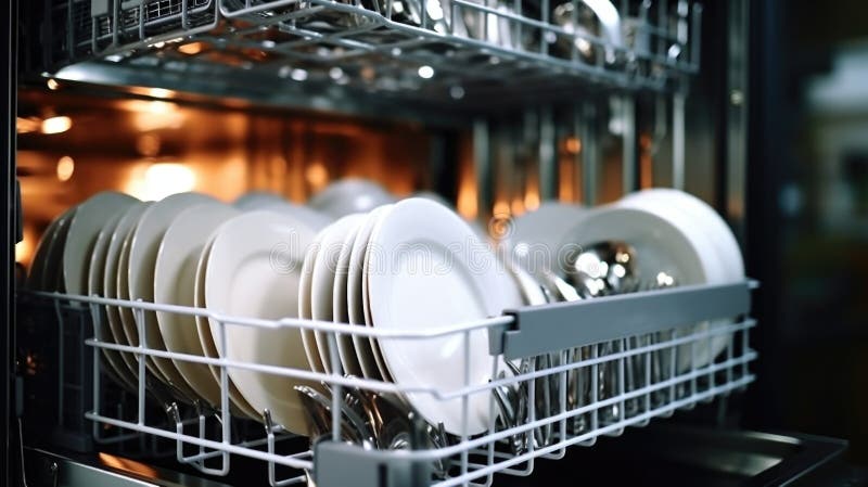 Dishwasher Filled Lots White Plates Perfect Kitchen Restaurant Related ...