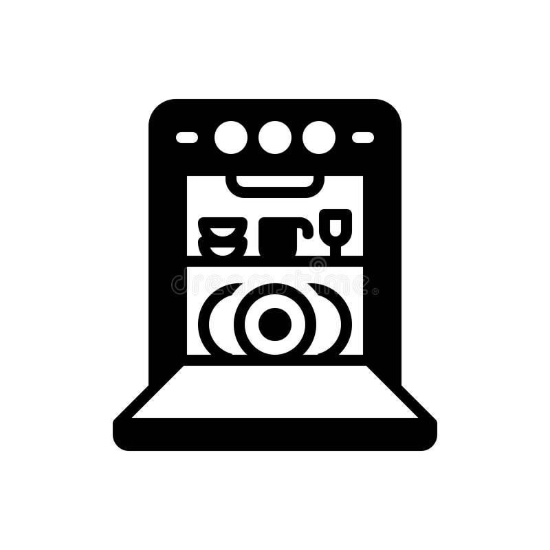 Black Solid Icon for Dishwasher, Washer and Utensil Stock Illustration ...