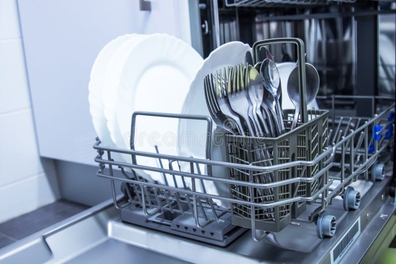 Dishwasher Interior with Dishes Stock Image - Image of dish, dishes ...