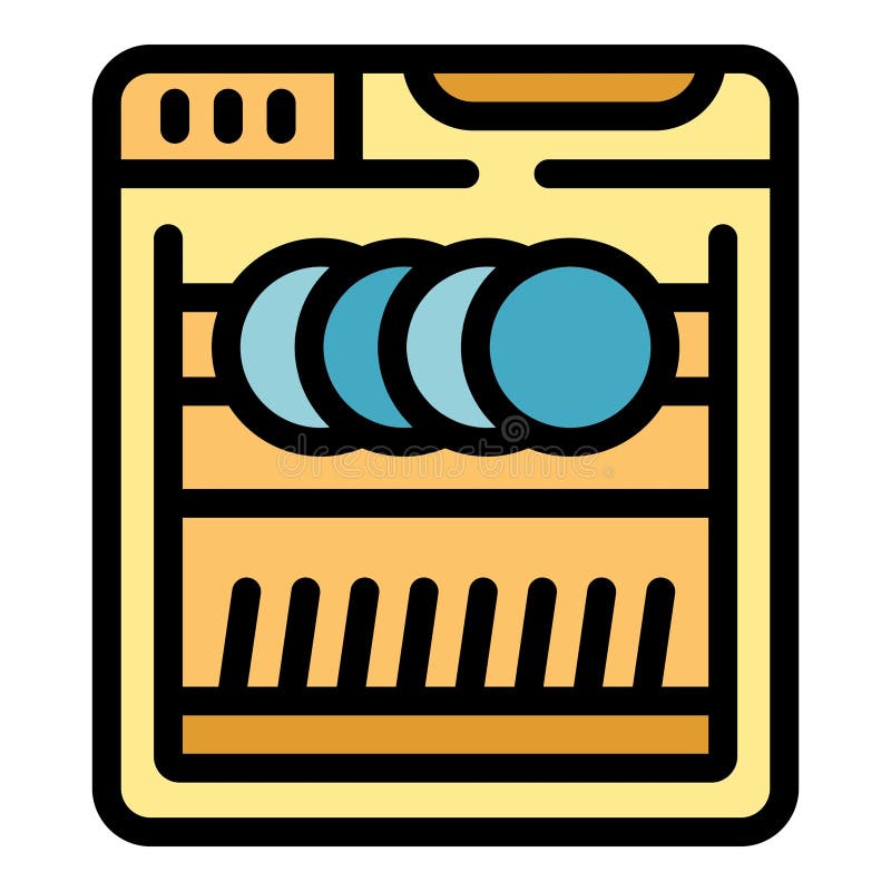Dishwasher Keeping Clean Plates on a Rack and Drying Them Stock Vector ...