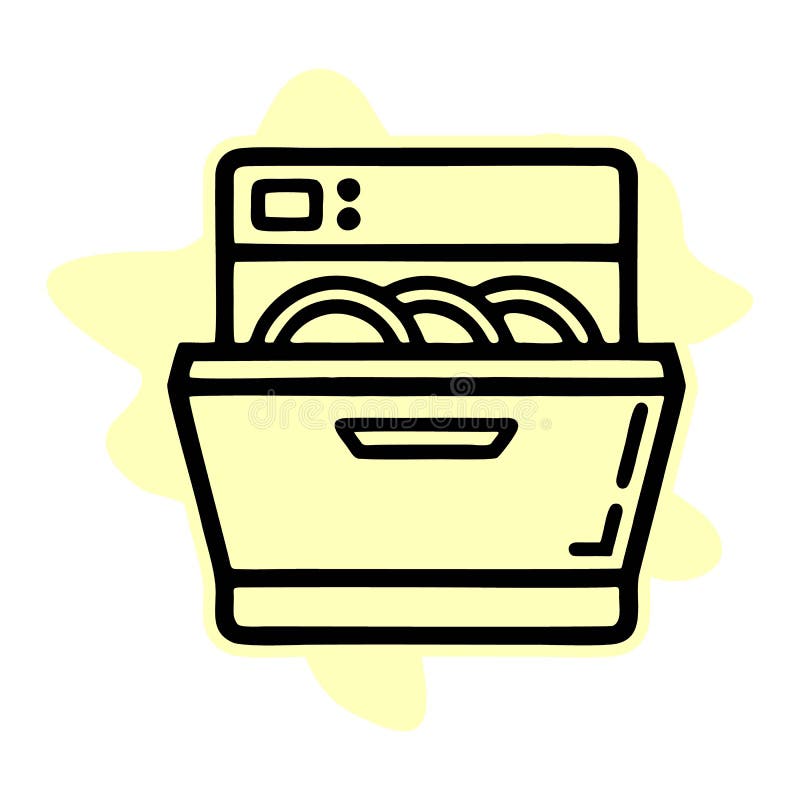 Dishwasher Line Icon, Kitchen and Appliance, Vector Graphics Stock ...