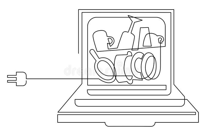 Dishwasher Drawing Stock Illustrations – 651 Dishwasher Drawing Stock ...