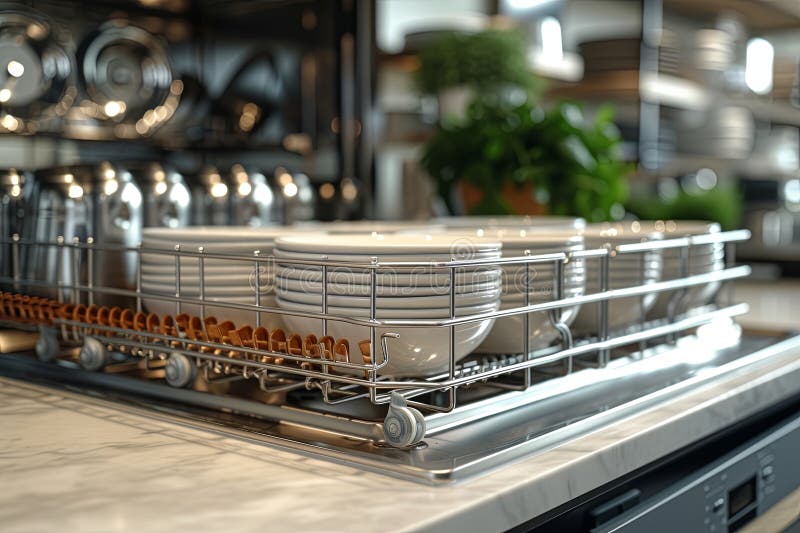 Dishwasher Rack is Full of Plates and Bowls Stock Illustration ...