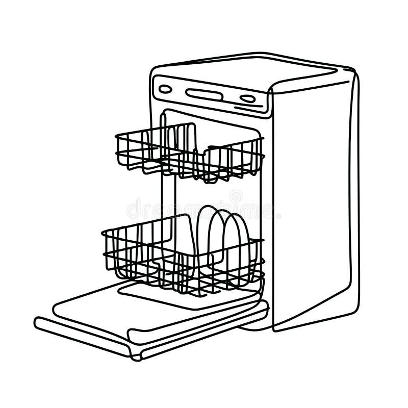 A Dishwasher with Two Racks and a Door Stock Illustration ...