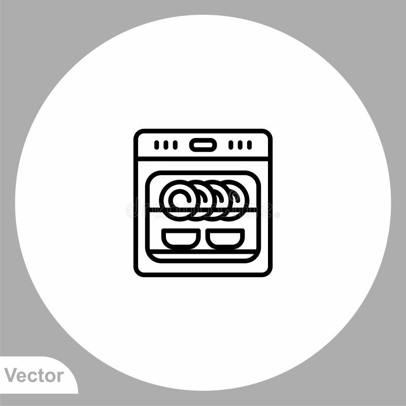 Dishwasher Vector Icon Sign Symbol Stock Vector - Illustration of dish ...