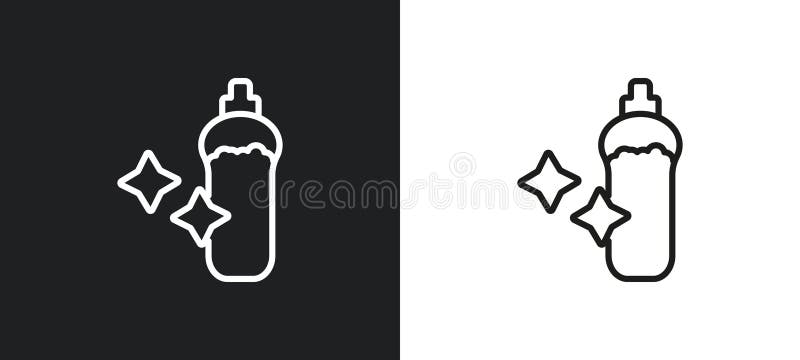 Dishwashing Detergent Outline Icon in White and Black Colors ...