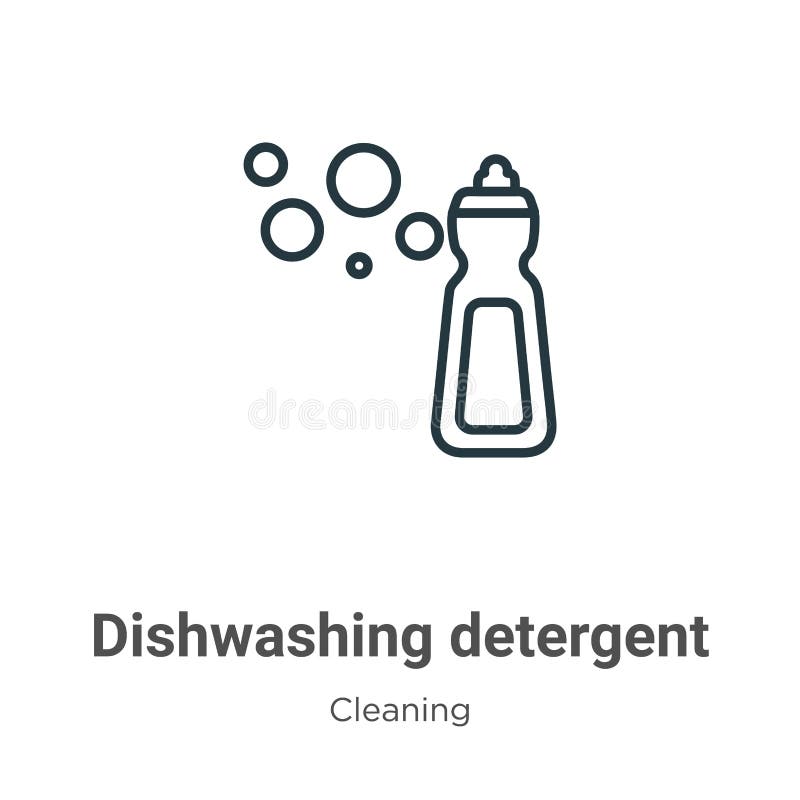 Dishwashing Detergent Outline Vector Icon. Thin Line Black Dishwashing ...