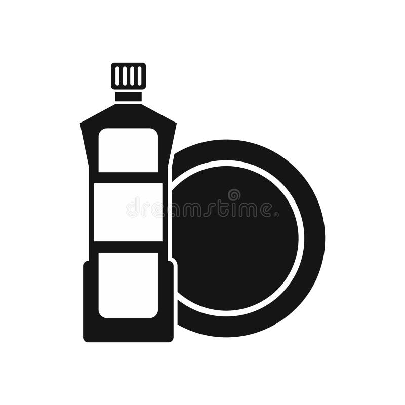Dishwashing Liquid Bottle and Plate Icon Stock Vector - Illustration of ...