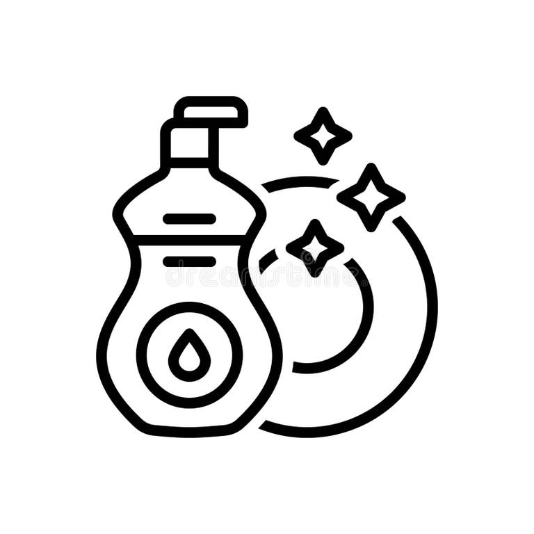 Black Line Icon for Dishwashing Liquid, Dishwashing and Washing Stock ...