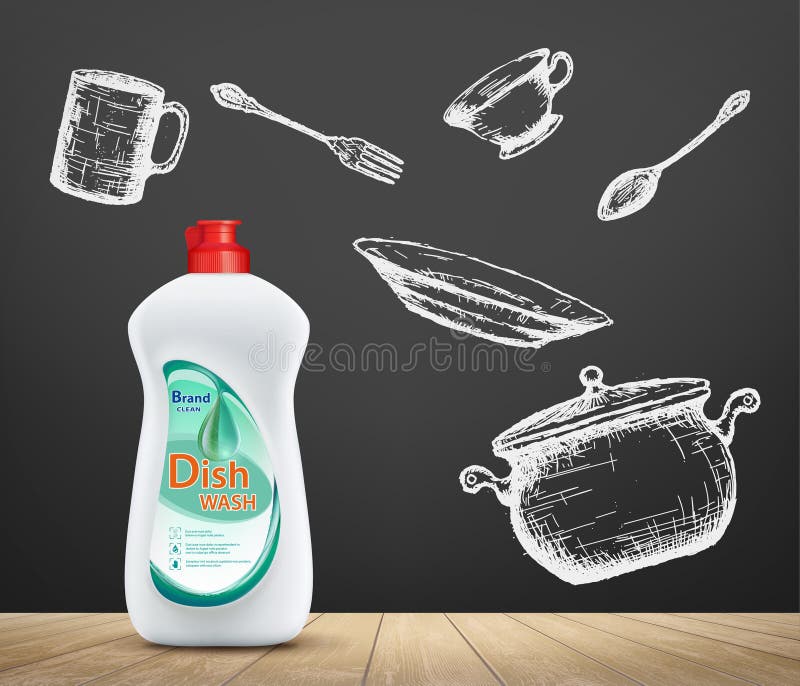 Dishwashing Liquid Soap with Lemon. Packaging with Template Label ...