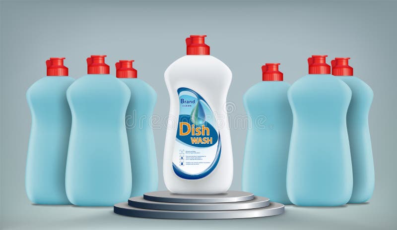 Dishwashing Liquid Soap with Lemon. Packaging with Template Label ...