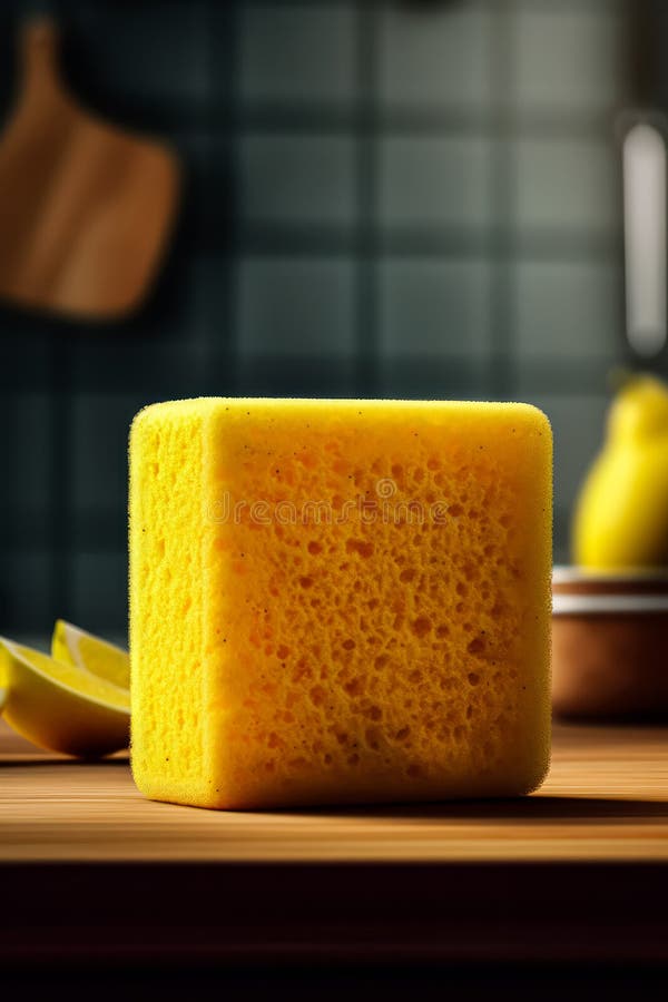 A Dishwashing Sponge Rests beside the Kitchen Sink, Ready for Use Stock ...
