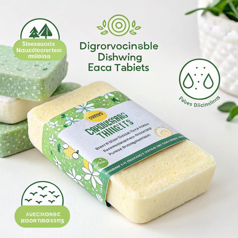 Dishwashing Tablet Pack with Eco Friendly Label Stock Illustration ...