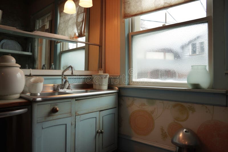 Dishwater Drain with Reflection of Kitchen Window Stock Illustration ...